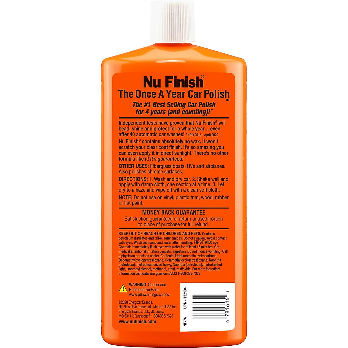 Car Polish by Nu Finish, NF-76 Liquid Polish for Cars, Trucks, 16 Fl Oz Each