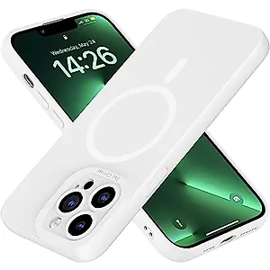 MYY Magnetic for iPhone 13 Pro Max Case,Silicone Shockproof Phone Case[MagSafe-Compatible] Soft Anti-Scratch Microfiber Lining Full Camera Lens Protection Cover 6.7'' (White)