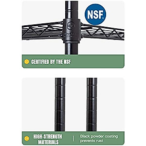 Metal Storage Shelves 5 Tier Wire Shelving Unit,Heavy Duty 5 Shelf Storage Rack,Adjustable NSF Utility Rack Shelf,Steel Organizer for Kitchen Garage Living Room Restaurant,36"L x 14"W x 72"H,Black