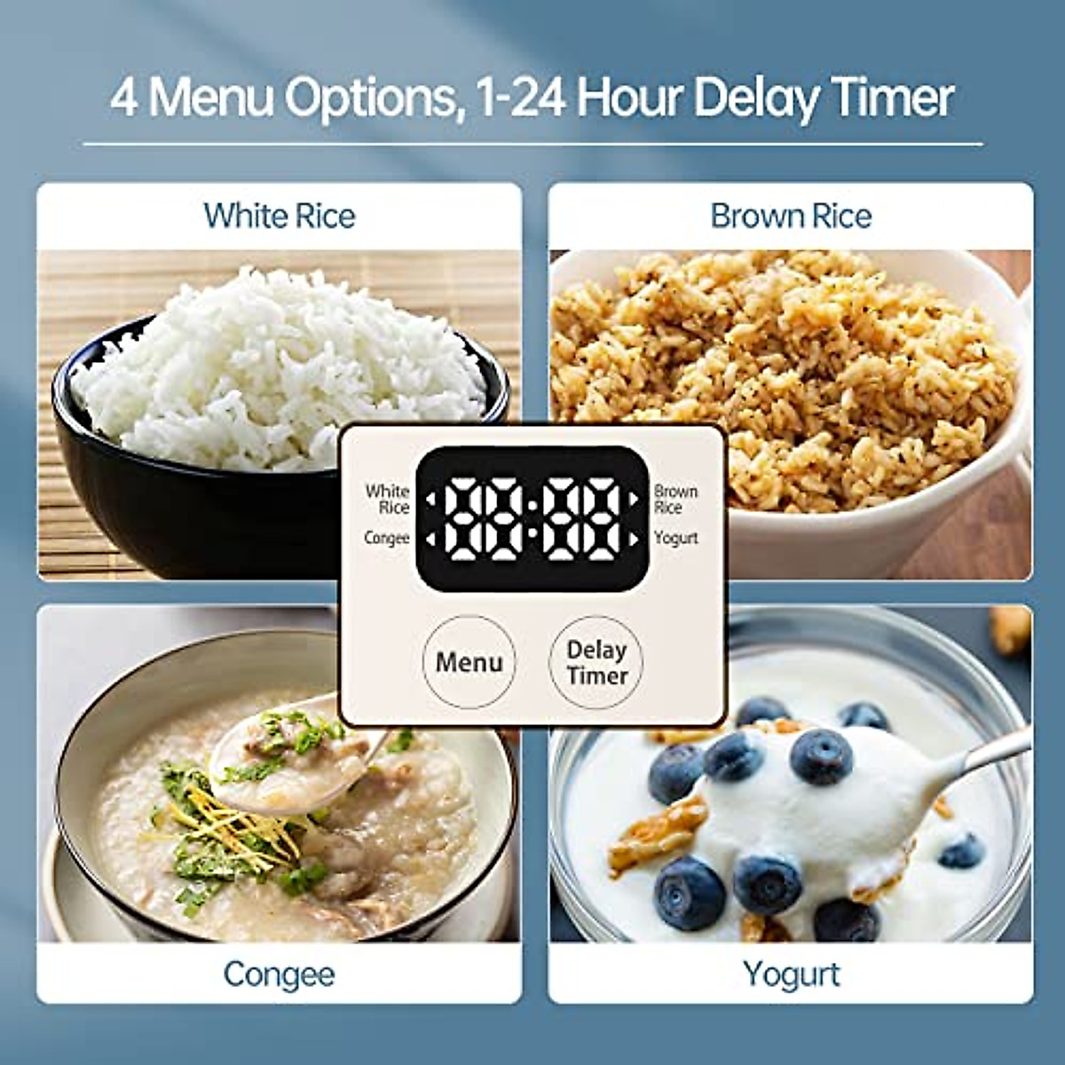 soseki Mini Rice Cooker, 2 Cups Uncooked Rice Cooker Small, One-Touch Screen with 4 Presets Rice Cooker For 1-2 people, 1.2L(1.3 QT) Yogurt Maker For Oatmeal,Macaroni,Borscht,Hot Pot (Pearl White)