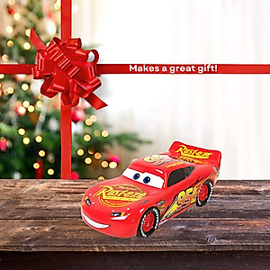 Pixar Cars Lightning McQueen Piggy Bank – Kids Ceramic Coin Bank with Rubber Stopper