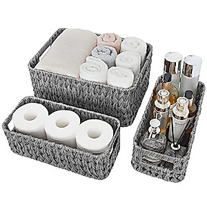 GRANNY SAYS Bundle of 3-Pack Wicker Storage Baskets for Organizing & 1-Pack Hanging Closet Organizer