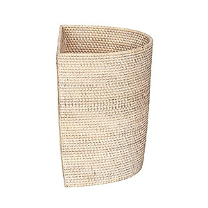 Kouboo Laguna Half-Moon Rattan Waste Basket, Off-White/Latte