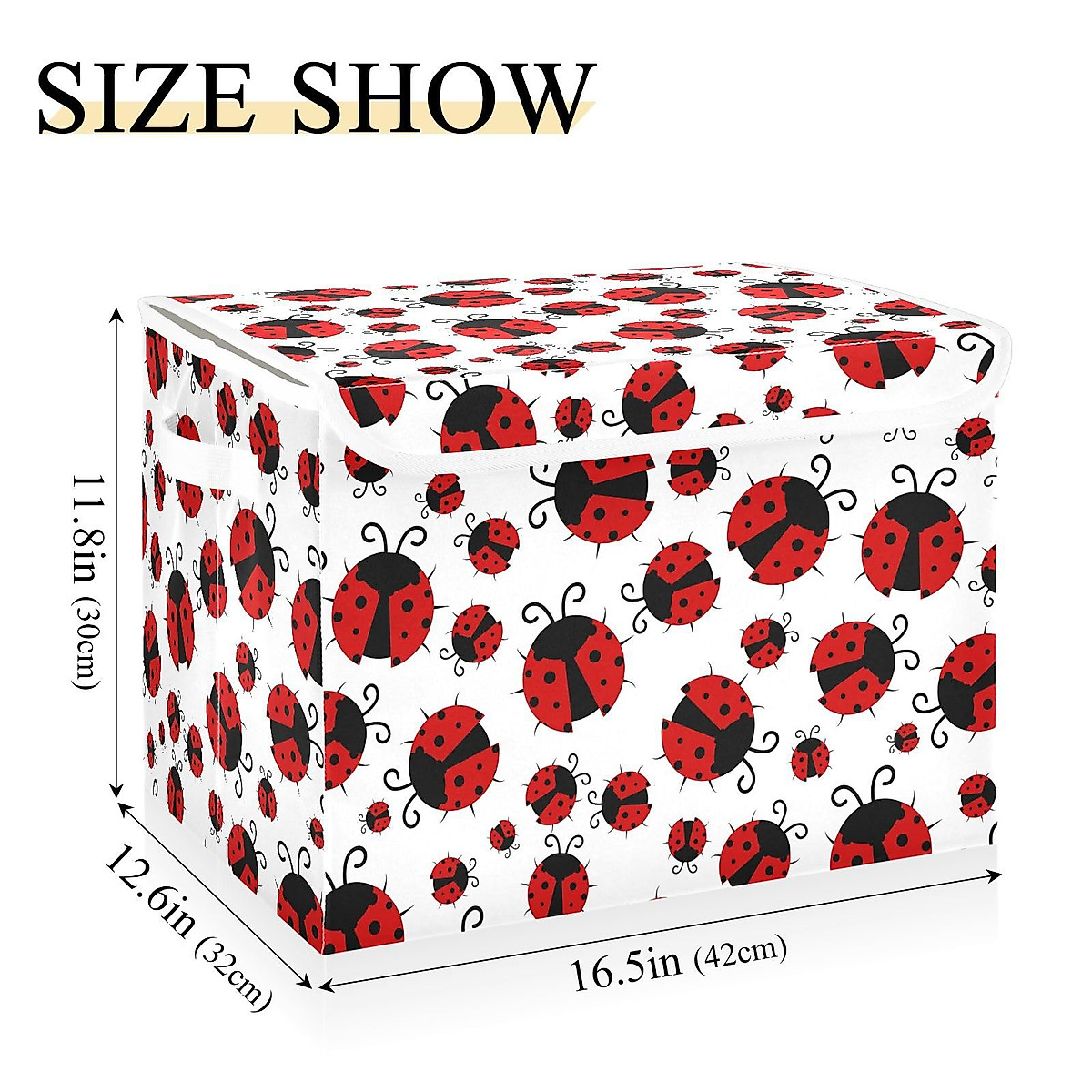 Krafig Animal Cute Ladybug Decorative Storage Box with Lid Large Bins Baskets Foldable Cube Organizer Collapsible Containers for Organizing, Toy, Home, Shelf, Closet