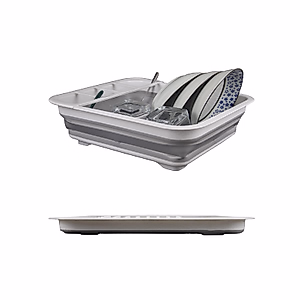 HNZZZM Collapsible Dish Drying Rack, Convenient Storage Dishware Drain Rack Drain Hole at The Bottom Suitable for Kitchen and Station Wagon