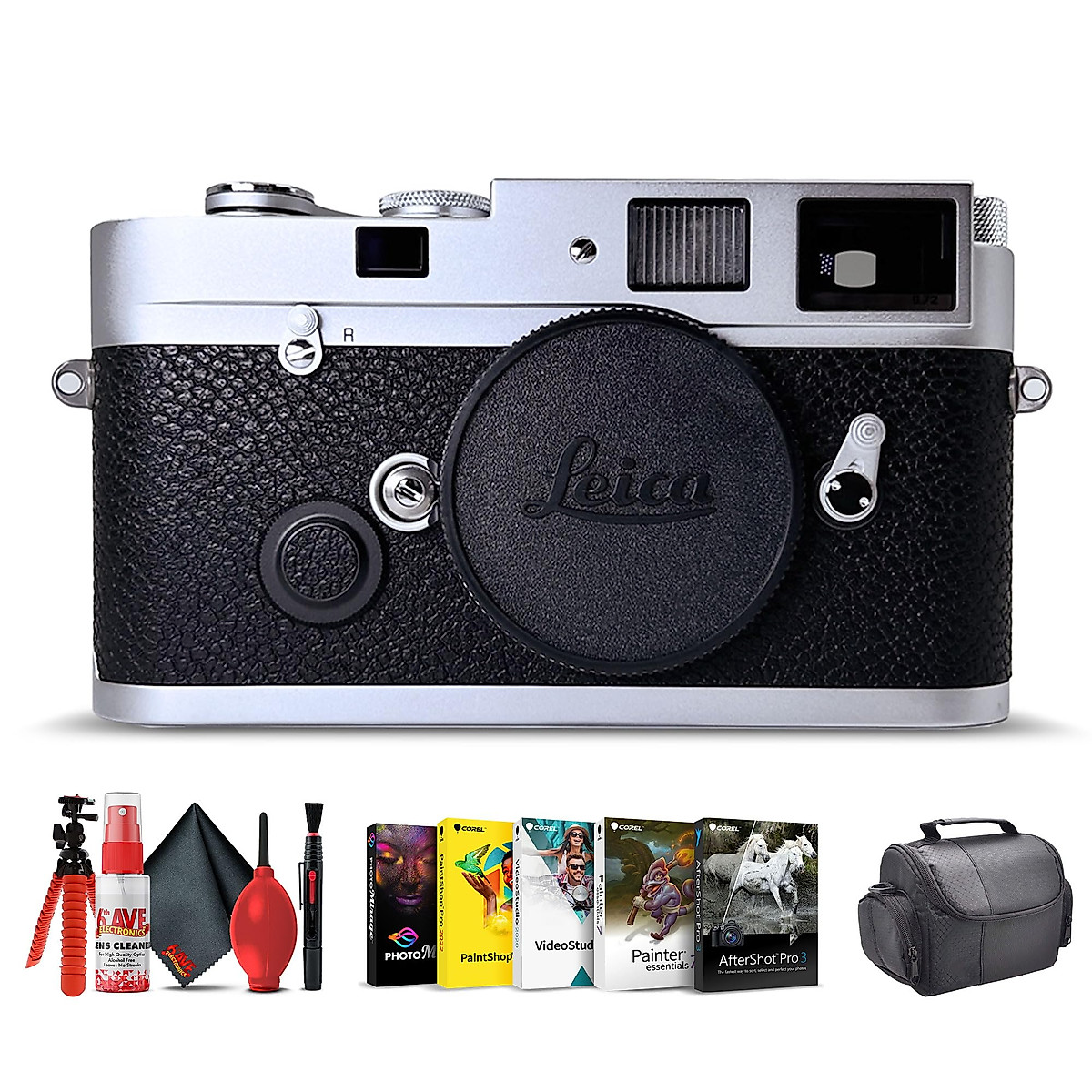 Leica MP 0.72 Rangefinder Camera (Silver) (10301) + Corel Photo Software + Case + Flex Tripod + Cleaning Kit