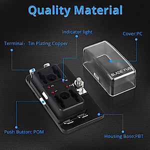 WATERWICH 4-Way Blade Fuse Box Standard Circuit Fuse Holder Box Block DC 12-32V with Waterproof Protection Cover for Car Boat Marine Trike Auto Car Truck Vehicle SUV Yacht RV Ship (4-Way)