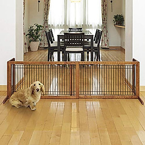Richell Wood Freestanding Pet Gate, Large, Autumn Matte Finish