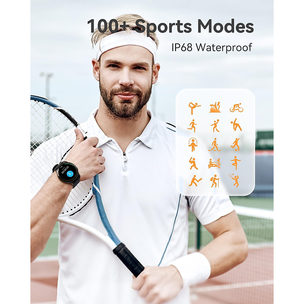 Parsonver Smart Watch, Answer/Make Calls,1.43" HD Touch Screen Fitness Watch for Men Women with 100+ Sport Modes IP68 Waterproof, Heart Rate Blood Oxygen Sleep Monitor for Android iOS Phones, Black