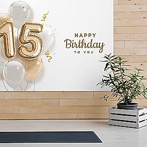 Happy 15th Birthday to You Backdrop Banner Decor White – Glitter Spots Balloons Happy 15 Years Old Birthday Party Theme Decorations for Girls Boys Supplies