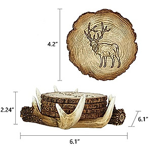 Newsparkle Antler Deer Coasters, Rustic Deer Decor,Set of 4 Outdoor Cabin Coasters, Gifts for Hunter,4 Inch