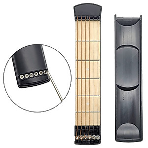 Pocket Guitar Practice Neck, 6 Frets Portable Guitar Chord Trainer Practice Tool for Beginners and Starters, Black Mini Guitar Trainer Tool Mini Pocket Guitar Trainer Guitar Beginners Trainer