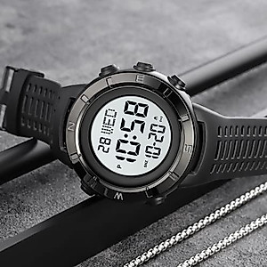 CakCity Sports Watch Men with Large Face 50M Waterproof Watch for Men Digital Watch Outdoor Sports Watches for Men Unisex,Black