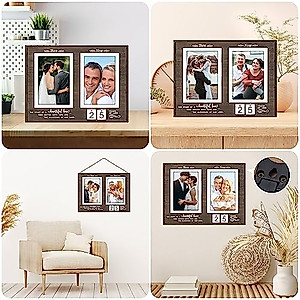 Then & Now Anniversary Picture Frame, 1-99 Years Wedding Gift Ideas - Anniversary Wood Photo Frame, Engagement Bridal Shower Gifts with Sentimental Quote - Holds 2 4x6 Inches Photos (Then & Now)