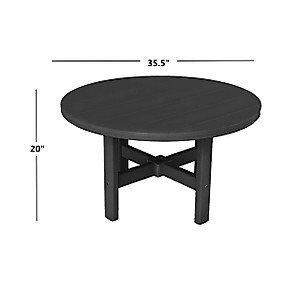 Phat Tommy Round Outdoor Coffee Table - Poly Resin Outdoor Table - Small All Weather Patio Coffee Table, Poly Outdoor Furniture, Black