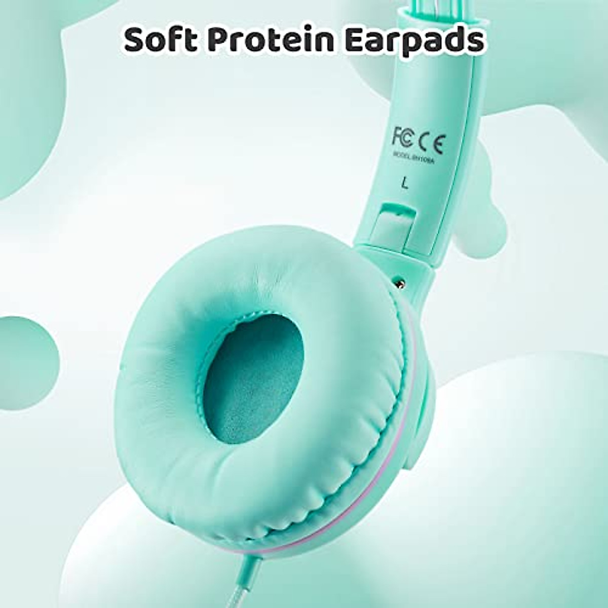 INFURTURE Kids Headphones with Microphone for Children Boys Girls, Volume Limit 94dB, On Ear Headphones,Wired Headphones for Teens School, Travel, Compatible with Cellphones, Tablets, PC, Kindle