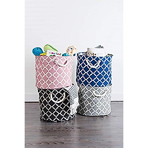 DII Polyester Container with Handles, Lattice Storage Bin, Large, Gray