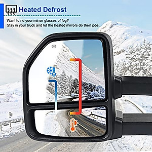 Spec-D Tuning Chrome Power Heated Telescoping Tow Mirrors LED Signal Compatible with Ford F150 2007-2014