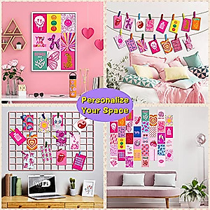 Preppy Aesthetic Pictures Wall Collage Kit - 70 set 4x6 Inch - Trendy Pink Photo Collage Kit for Preppy Room Decor - Cute Small Posters for Dorm Bedroom - Preppy Things for Teen Girls -Trendy Room Decor Preppy Stickers