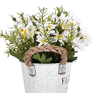 Artflower Artificial Daisy Pot Artificial Daisy Bouquet with Vase Silk Daisy Arrangements Bonsai for Home Office Wedding Party Stage Centerpieces Windowsill Decor, White