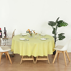 Evershine 12-Pack Heavy Duty Yellow Round 84" Plastic Table Covers Tablecloth (Reusable) (Round 84", Yellow)