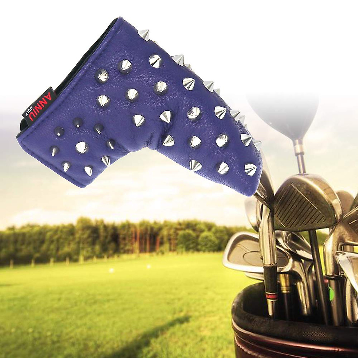 HISTAR 1pcs Golf Genuine Leather Blade Putter Cover for Odyssey Scotty Cameron (Blue)