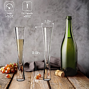 NUTRIUPS Hand Blown 5oz-2 Pack Champagne Flutes Glasses, Clear Crystal Glass Champagne Glasses