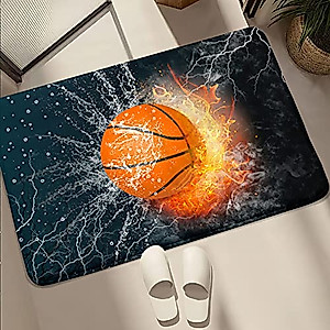 kodhyvj Black Sport Rugs Basketball Rug for Boys Bedroom Basketball Room Decor Playroom Rug for Living Room Bedroom Decor, 2'x3'