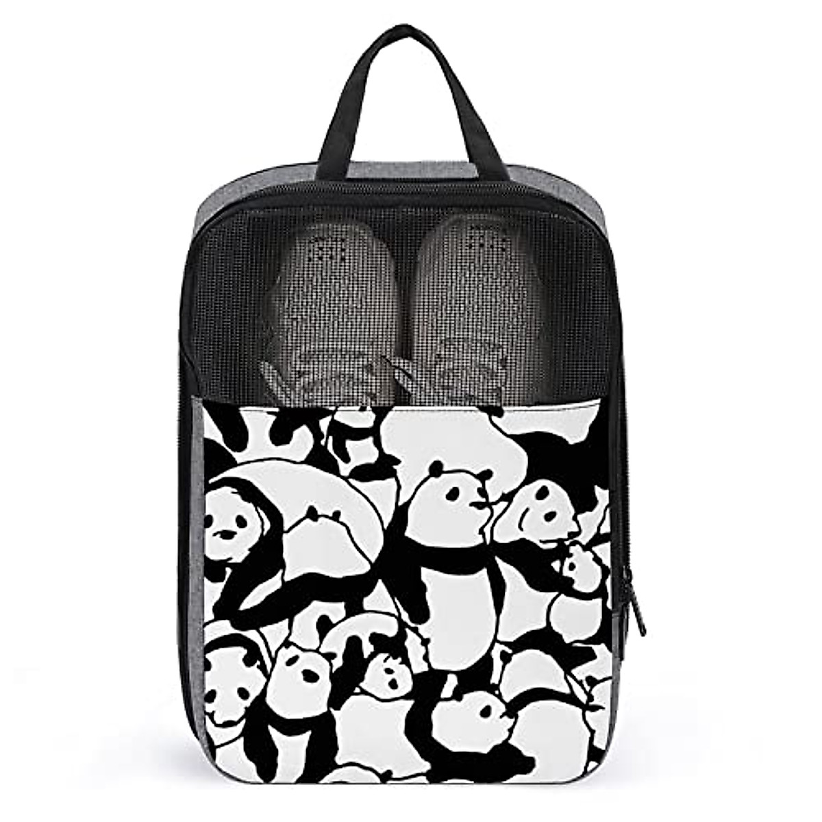 Frcavbin Lovely Panda Travel Shoe Bag Shoes Carrier with Handle and Zipper Foldable Shoe Puches Organizer for Home storage School starts