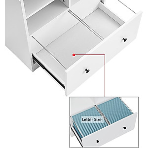Wood File Cabinet with a Big Drawer, Mobile Lateral Filing Cabinet for Home Office Storage Cabinet Organizer (White)