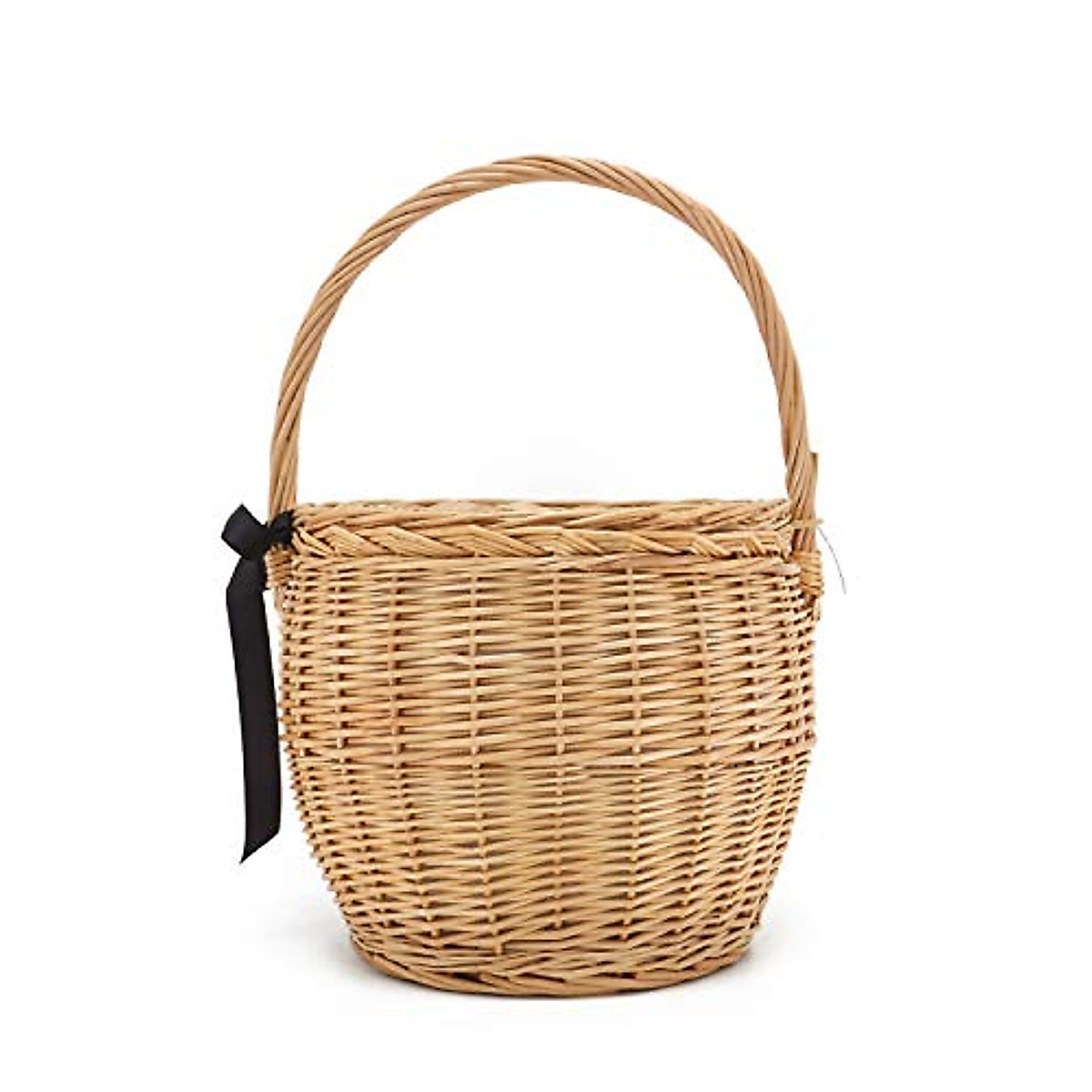 Miuco Womens Wicker Basket Bag Handmade Straw Rattan Bamboo Bag With Lid Handbag Medium