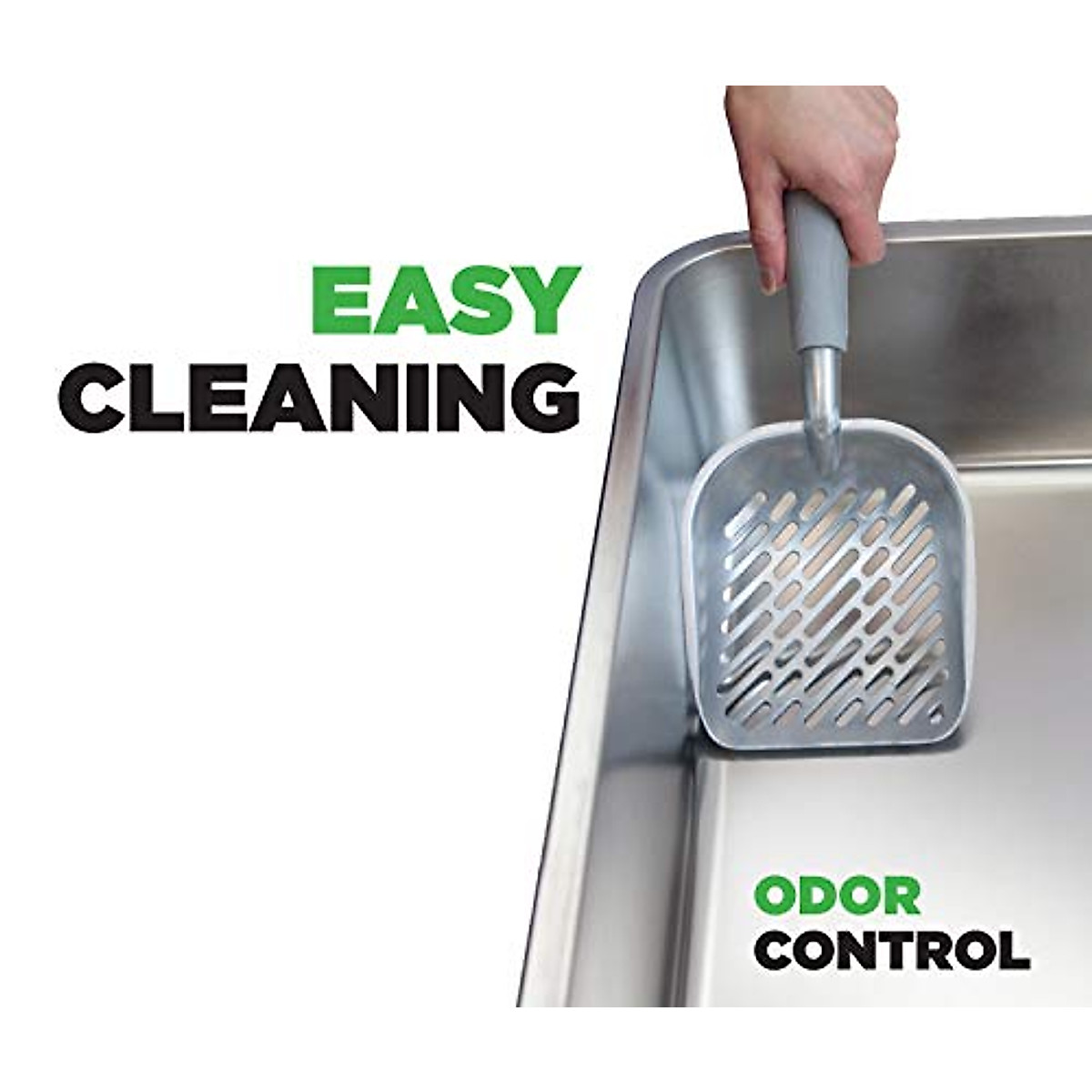 Ohm Earth’s OhmBox - Stainless Steel Cat Litter Box, Extra Large (23.5” x 15.5” x 6.1”) Never Absorbs Odors/Stains/Rusts, Non-Stick Smooth Surface, Easy Cleaning + Non-Slip Rubber Feet. Qty 1 White