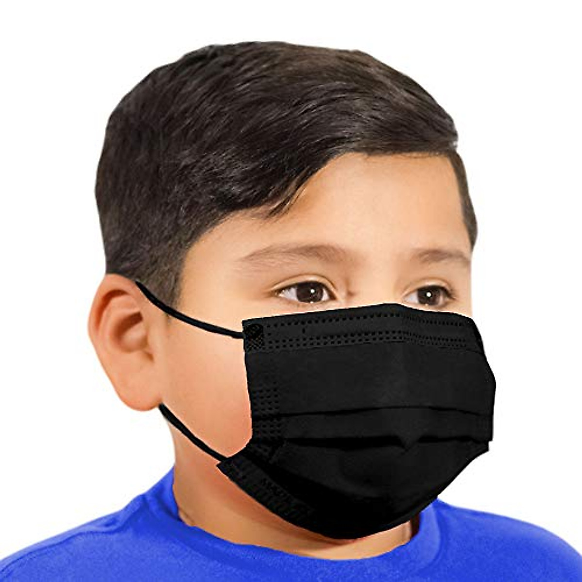 50 Pack of 4 ply ASTM Level 3 Kids Disposable Face Mask with Breathable Material And Flexible Nose Bridge Made in USA Jet Black
