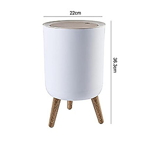 High Foot Trash Can, Home Creative with Lid Press Living Room Bathroom Kitchen Garbage Can Strong Nordic Style Trash Can White 14.2'' x 8.6''