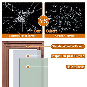 NeuType Rustic Full Length Mirror 65"x22" Large Mirror Rectangular Vintage Wood Framed Floor Mirror Full Body Mirror Hanging or Leaning Against Wall for Living Room Farmhouse, Natural