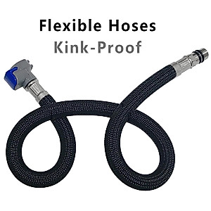 2 Pieces Quick Connect Water Supply Hose, 20-inch Widespread Bathroom Faucet Replacement Fast Lock Pipe Lines