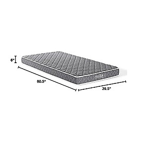 Modway Mila 6” Twin XL Mattress - Firm 6 Inch Twin XL Mattress - 10-Year Warranty White