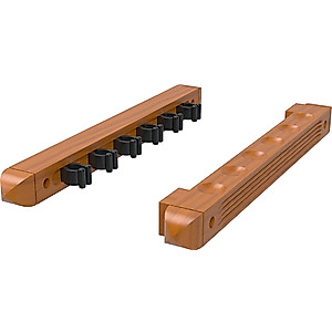 Fat Cat 2-Piece Wall Mounted Hardwood Billiard/Pool Cue Rack, Holds 6 Cues