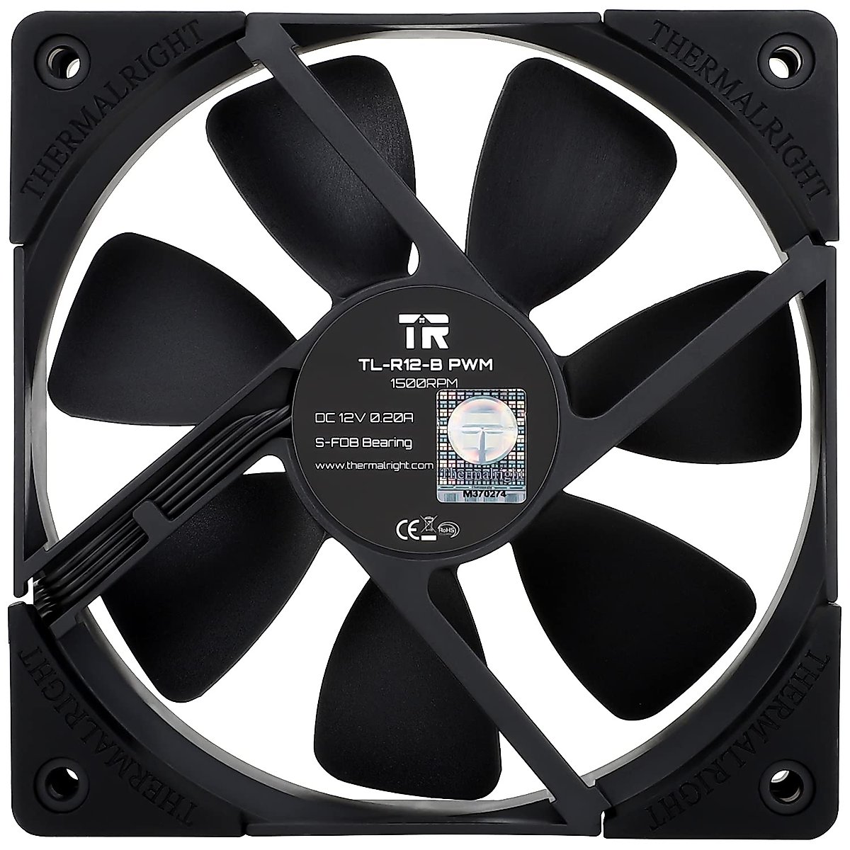 Thermalright TL-R12B 120mm Black CPU Fan, 4-PIN PWM Control, 1500RPM, Balance Performance Case Fan, Low Noise Computer CPU Fan Cooler