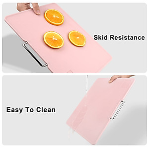 FIVETAS cutting boards for kitchen dishwasher safe,set of 3 with holder,plastic cutting boards with Easy-Grip Handles.GARLIC GRINDING AREA. BPA Free, Non-porous Non-Slip Feet