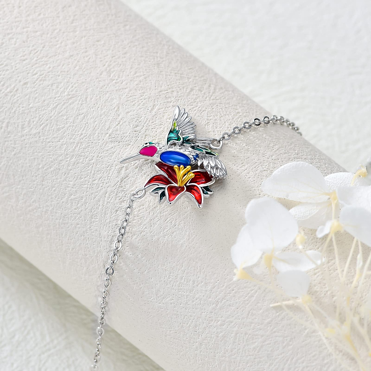 PEIMKO Hummingbird Bracelet Sterling Silver Cute Animal bird Bracelet Good Luck Bracelets Gift for Women
