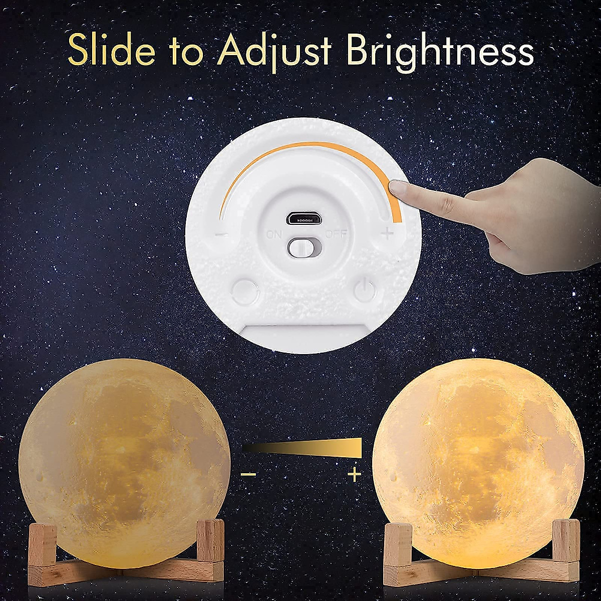 LOGROTATE Moon Lamp, Wall-Mounted Kids Night Light, 2021 Upgraded 5.96 Inch 18 Colors Sliding/Remote Control Moon Light with Unique Stand, Timing, USB Rechargeable, Wall Light Moon Decor, Best Gift