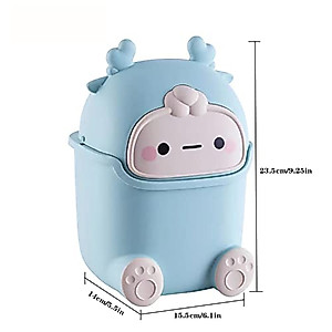 Yuzita Plastic Trash can Creative Mini Desktop Trash can with lid Small Home Office Cleaning Trash Desktop Storage bin with 50 Trash Bags (Green)