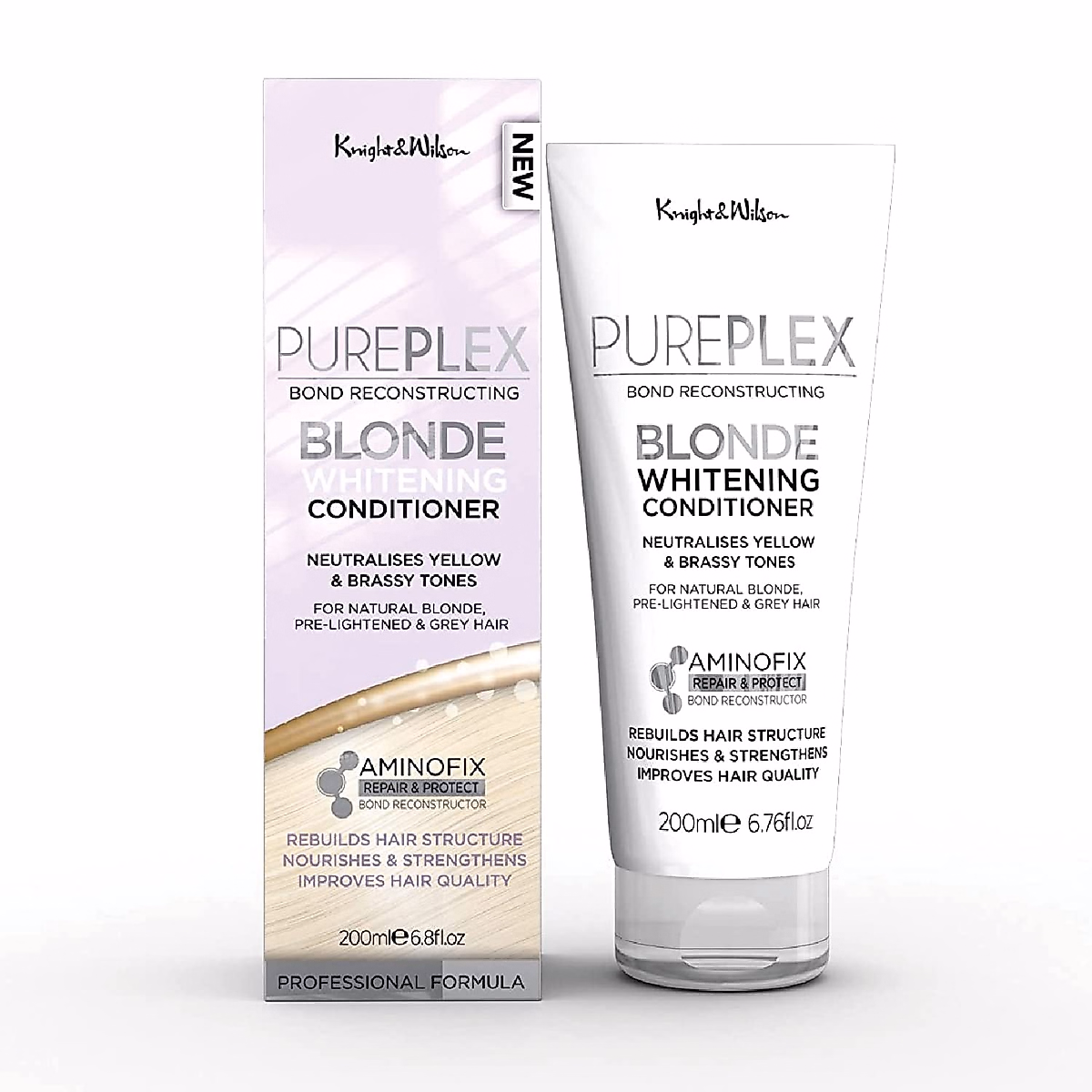 PurePlex Bond Reconstructing Blonde Conditioner. Neutralizes Brassy & Yellow Tones in All Blonde, Lightened and Grey Hair Whilst Repairing and Leaving Hair a Clean, Crisp White Blonde.