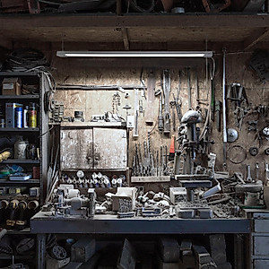 LEONLITE 10-Pack LED Shop Light 4FT, Deep Reflector, 40W 5000K Daylight Linkable LED Shop Light, Plug in Shop Light with Pull Chain (ON/Off), 4 Foot LED Shop Lights for Workshop, Garage, Shop