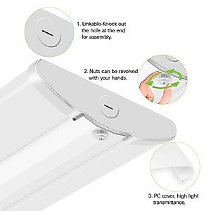 AUCHOIS 110W 8FT LED Shop Lights Ultra Slim LED Wraparound, 12600lm 5000K LED Strip Lights, 8 Foot Flush Mount Warehouse Garage Office Ceiling Light Fixture, Fluorescent Tube Replacement, ETL, 2 Pack