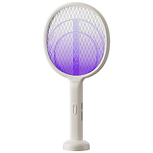 GAIATOP Electric Fly Swatter, 3200V Rechargeable 2 in 1 Fly Swatter, 1200mAh Bug Zapper Racket with UV Light Fly Zapper Dual Mode for Indoor and Outdoor Home Office Backyard Patio Camping