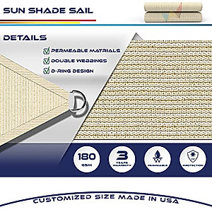 Windscreen4less Equilateral Triangle Sun Shade Sail Canopy 12' x 12' x 12' in Beige with Commercial Grade for Patio Lawn Garden Outdoor Facility and Activities - Customized