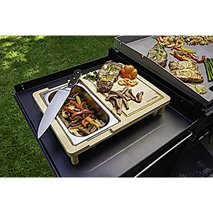 RAZOR Multipurpose Griddle Cutting Board with Covered Food Storage, Brown, 08811RZ
