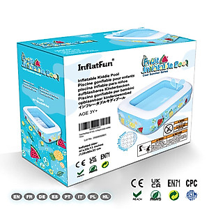 Kiddie Pool, 60"×41"×18" Inflatable Pool with Inflatable Soft Floor, Cool Summer Swimming Pool for Kids and Family, Blow Up Pool for Backyard, Garden, Indoor, or Outdoor